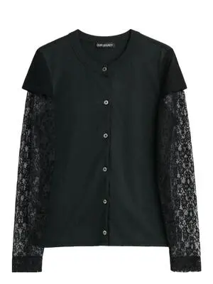Our Legacy Washed Legacy Jersey With Lace Sleeves - Black