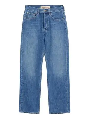 Valentino Garavani Logo Patch Straight Leg Jeans - Blue