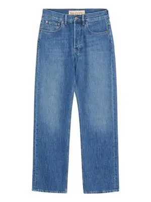 Valentino Garavani Logo Patch Straight Leg Jeans - No