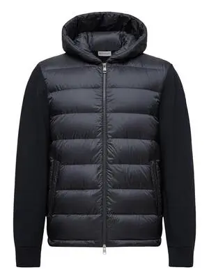 Moncler Panelled Zip-up Hooded Cardigan - Midnight Blue