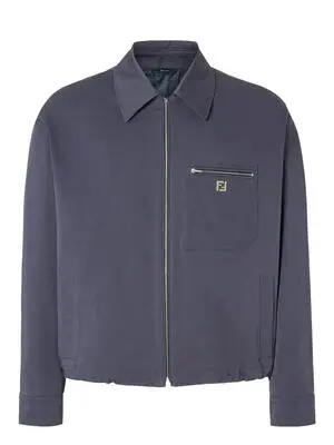 Fendi Ff Logo Plaque Zip-up Blouson - Blue