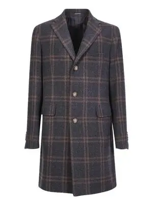 Tagliatore Windowpane Wool Coat - Black