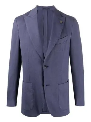 LARDINI Long Sleeved Suit Jacket - Blue
