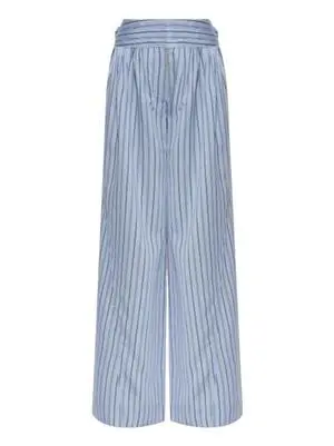 IRO PARIS Striped High-waisted Wide-leg Pants - Blue