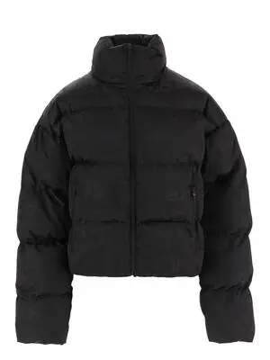 Balenciaga Cropped Puffer Jacket With Logo Detail - Black