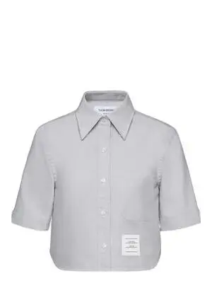 Thom Browne Oxford Short-sleeve Shirt - Medium Gray