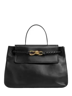 BOTTEGA VENETA Bottega Veneta Black Leather Top Handle Bag With Detachable Shoulder Straps