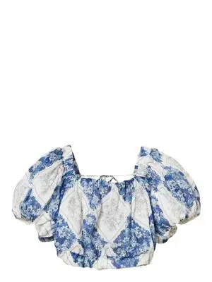 TWINSET Twinset Floral Puff-Sleeve Cropped Top