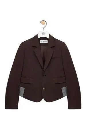 Loewe Single-breasted Cropped Jacket With Elasticated Back Hem - Brown