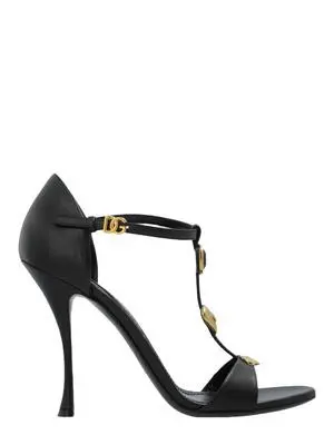 Dolce & Gabbana Dg Logo Plaque Stiletto Sandals - Black