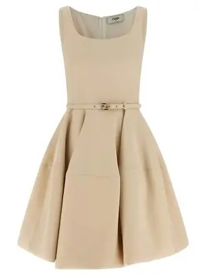 Fendi Belted Waist Sleeveless Mini Dress - Nude