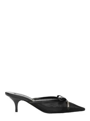 Miu Miu Pointed-toe Bow Detailed High-heeled Mules - Black
