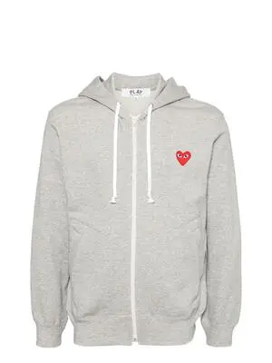 Comme Des Garçons Heart Logo Zip Hoodie - Grey