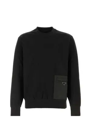 Prada Triangle-logo Crewneck Sweatshirt - Black