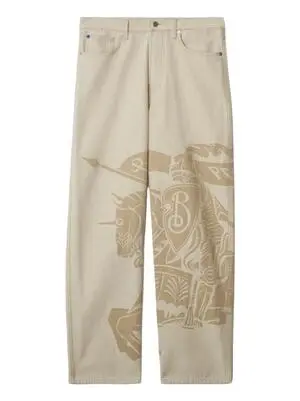 Burberry Equestrian Knight Design Jacquard Straight-leg Jeans - Rubble