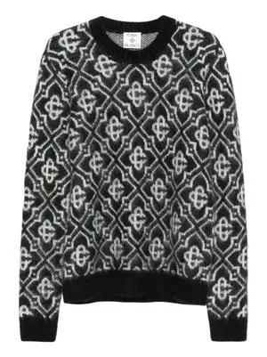 Casablanca Geometric Jacquard Logo Crewneck Sweater - Black