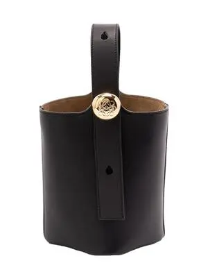 Loewe Logo Plaque Mini Bucket Bag - Black