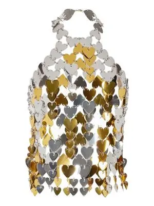 Rabanne Heart Paillette Halterneck Top - Multicolor