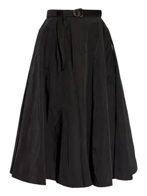 Moncler Belted Flared Midi Skirt - Black