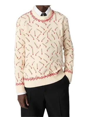 Bottega Veneta Cotton Jacquard Matches Jumper - Chalk/beige/tomato
