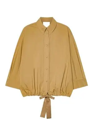 FORTE_FORTE Half Sleeve Shirt With Drawstring Hem - Amber