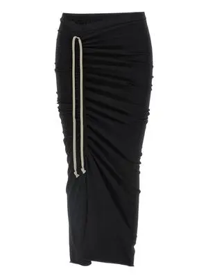 Rick Owens Maxi Skirt With Elastic Waistband - Black