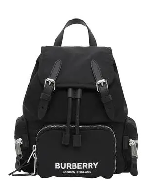 Burberry Small Rucksack In Logo Print Econyl - Black