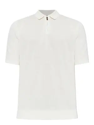 Eleventy Zip-collar Knit Polo Shirt - White