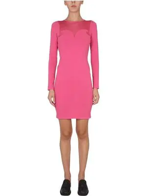 Moschino Long Sleeve Logo Dress - Pink