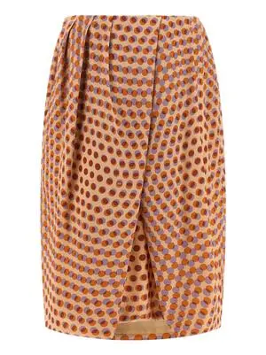Dries Van Noten Polka Dot Draped Midi Skirt - Nude