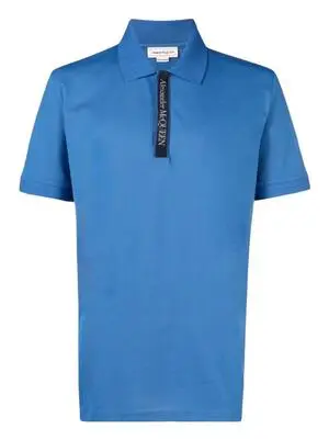 Alexander McQueen Logo-trim Polo Shirt - Blue