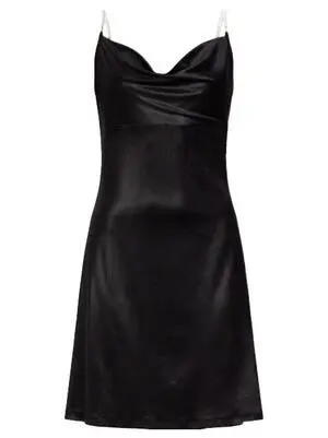 Versace Draped Pearl-trimmed Mini Dress - Black