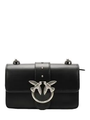 Pinko Flap Shoulder Bag With Bird Clasp - Black