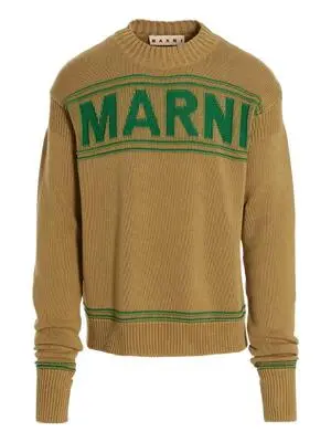 Marni Logo Intarsia Knitted Jumper - Green