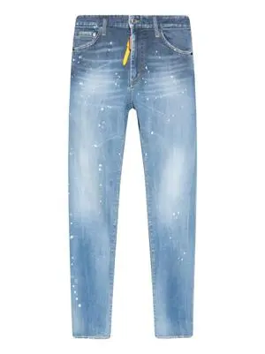 Dsquared2 Paint Splatter Effect Straight-leg Jeans - Blue