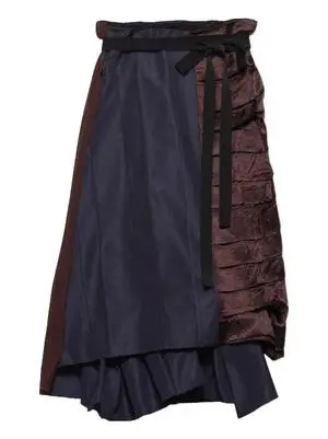 Prada Patchwork Wrap Midi Skirt - Blue
