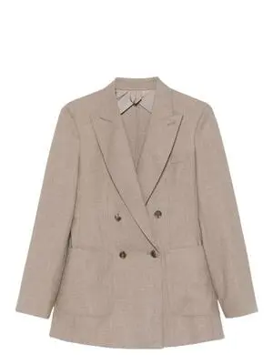 Max Mara Lapel Long-sleeved Double-breasted Blazer - Nude