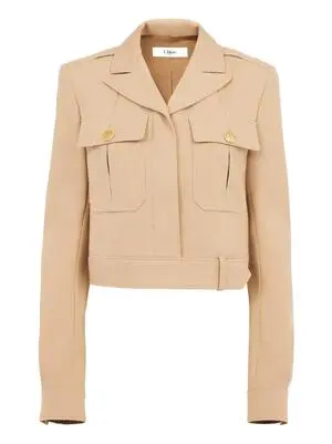 Chloé Cropped Jacket With Logo Detail - Abrasive Brown