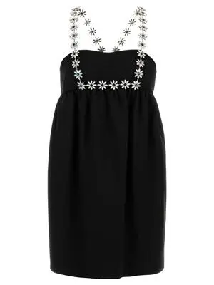 Prada Embellished Mini Dress - Black