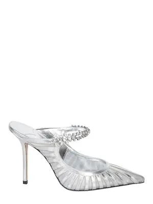 JIMMY CHOO Jimmy Choo Silver Embellished Pointed High-Heeled Sandals