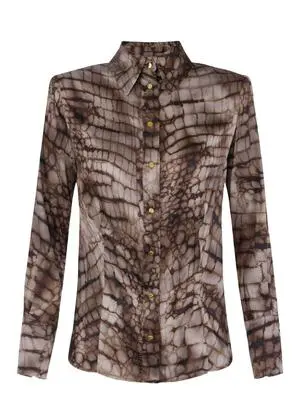 Elisabetta Franchi Printed Satin Shirt - Cocoa
