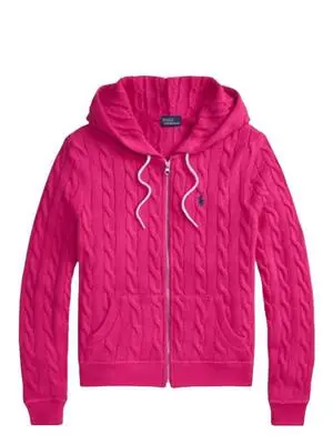 Ralph Lauren Polo Cable-knit Zip Hooded Sweater - Pink