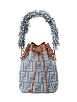 Fendi Mon Tresor Ff Jacquard Mini Bucket Bag - Blue