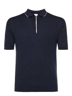Eleventy Zip Polo Knitted Sweater - Black