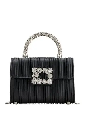 ROGER VIVIER Jewel Efflorescence Mini Bag In Leather - Black