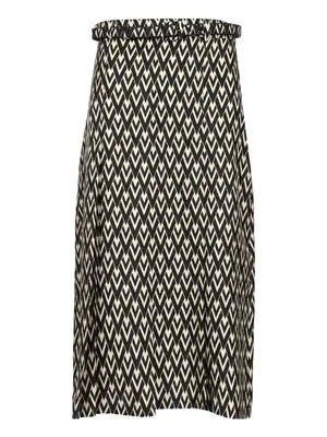 Valentino Garavani Pleated Midi Skirt With Geometric Print - Black