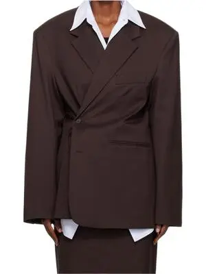 THE FRANKIE SHOP Crosby Wrap Blazer - Brown
