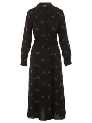 TWINSET Printed Belted Long Dress - Black