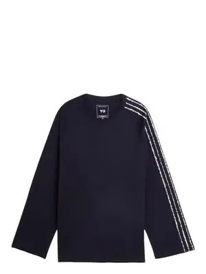 Y3 Raw Edge 3-stripes Long Sleeve T-shirt - Black