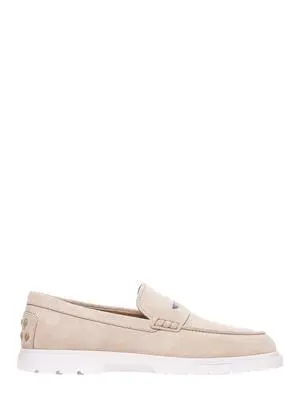 TOD'S Tod's Logo Engraved Suede Loafers Nude